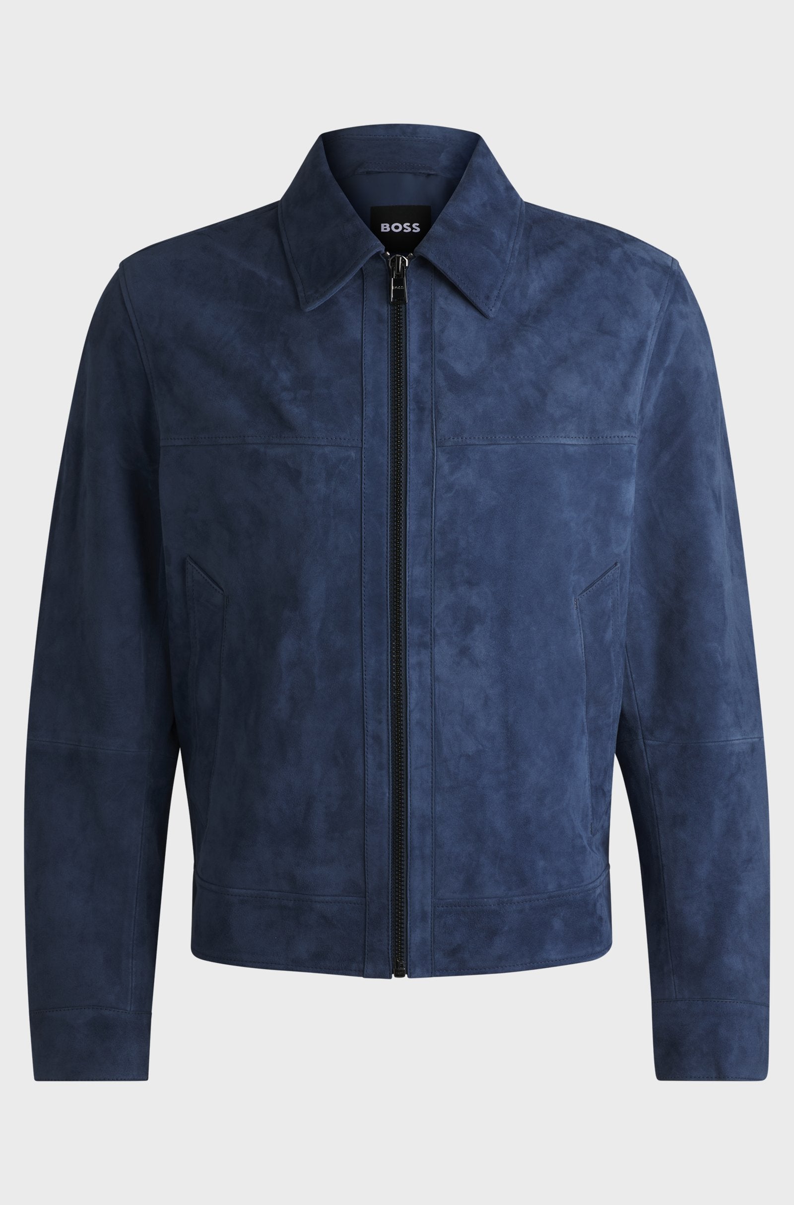 HB Regular-fit jacket in Blue Soft Suede – Just Original